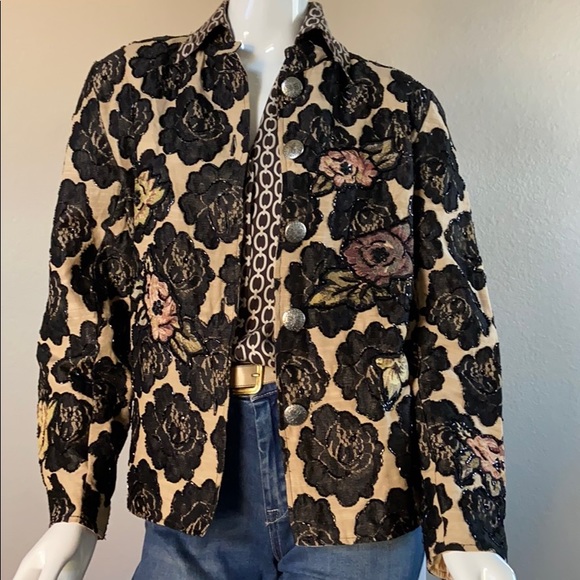 Jackets & Coats | Beaded Floral Print Jacket | Poshmark